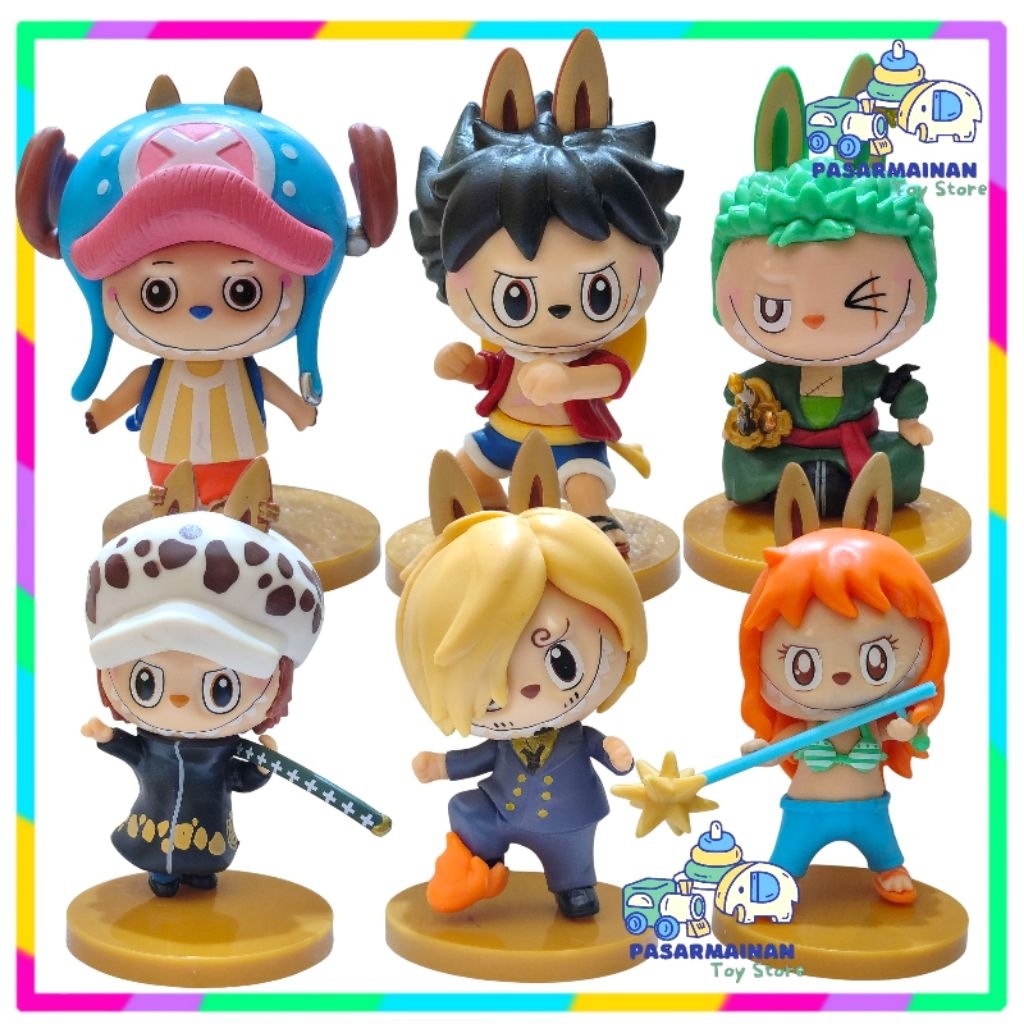 Jual Figure One Piece X Labubu Zoro Sanji Nami Luffy Tony Chopper Set 6 ...