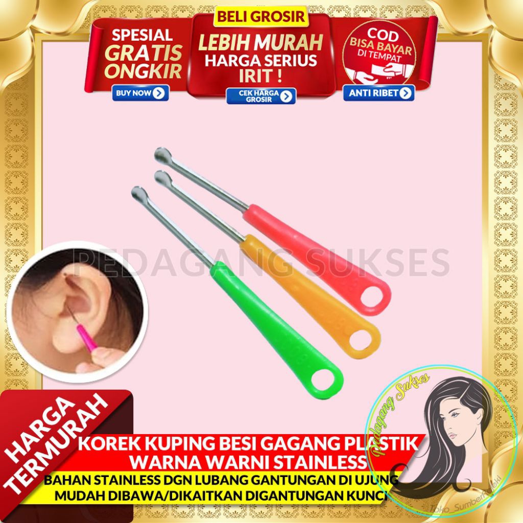 Jual [PER PCS] Korek Kuping Besi Gagang Plastik Warna Warni Stainless ...