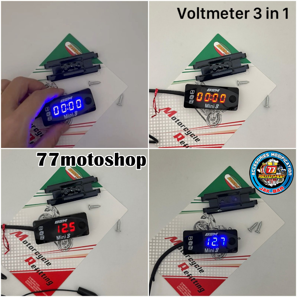 Jual Voltmeter 3 in 1 Voltmeter Aki Voltmeter Motor Voltmeter 3 Mode ...