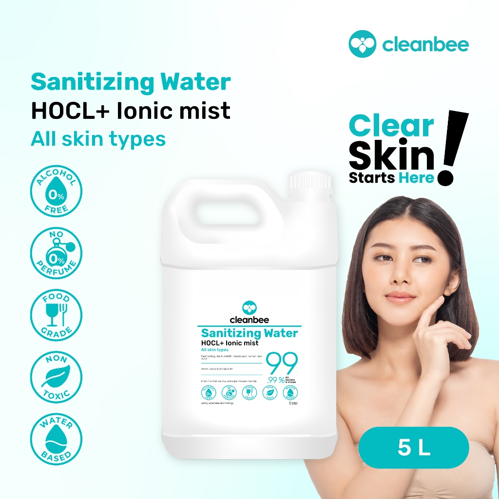Jual Cleanbee HOCL Food Grade Sanitizing Water Hypoallergenic all skin types 5 Liter NON ALKOHOL ...
