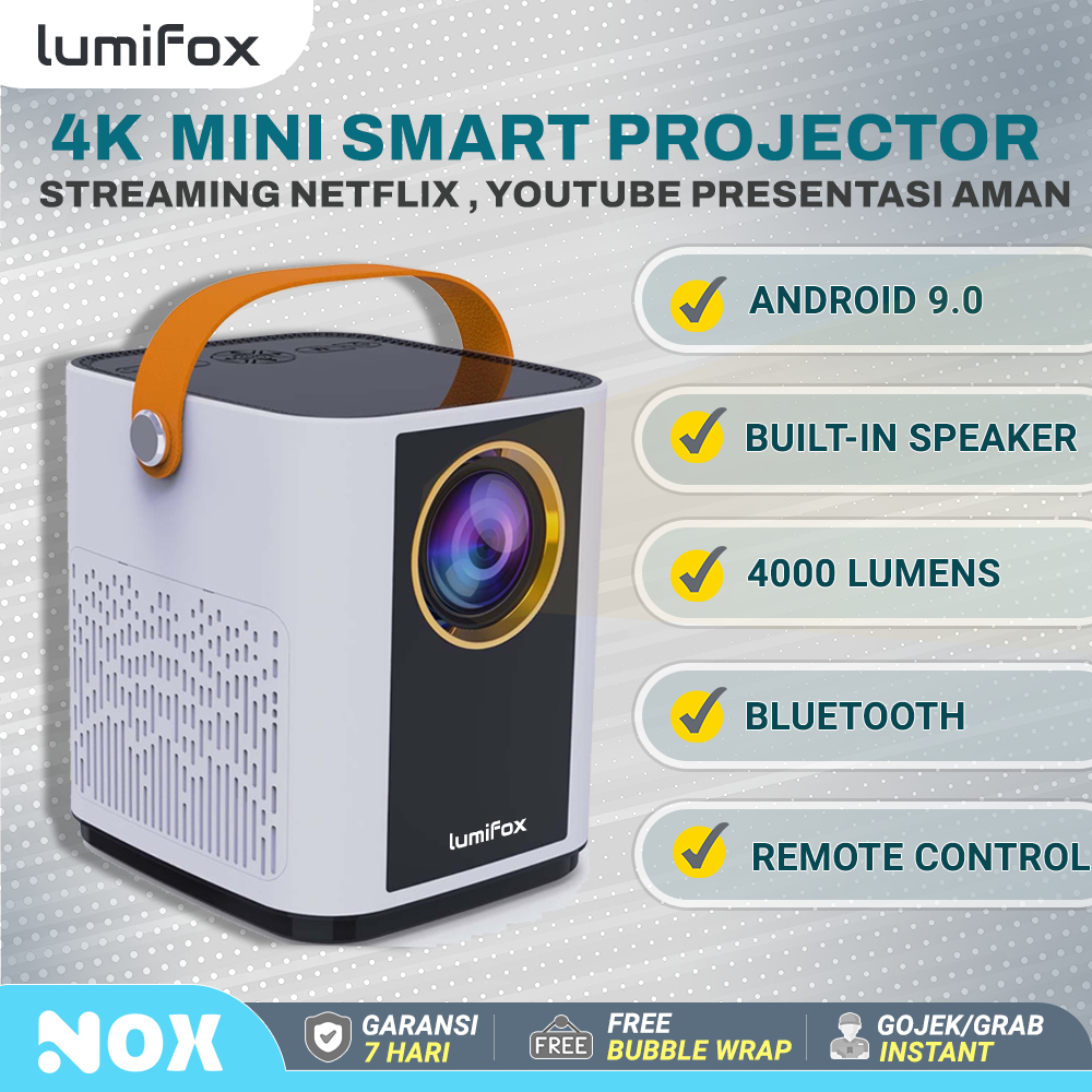 Jual 4K Smart Android Mini LED Portable Projector 3800 Lumens 1080p ...