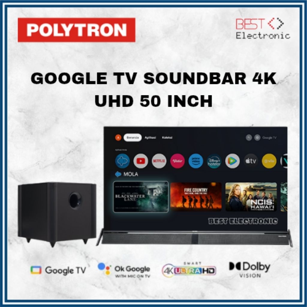 Jual POLYTRON 4K UHD Smart Cinemax Soudbar Google TV 50 Inch PLD 50BUG5959 / 50BUG5058 | Shopee ...
