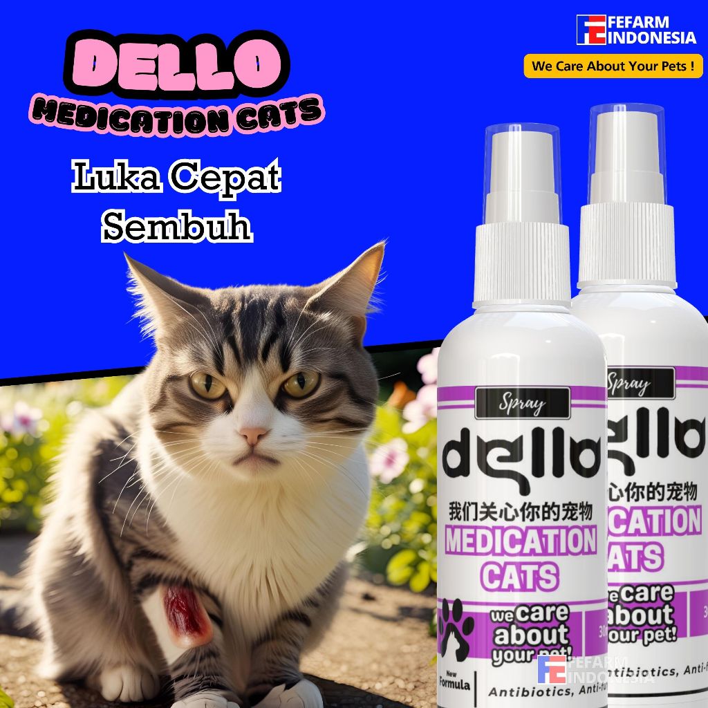 Jual DELLO Spray Mengobati Kucing Terluka Semua Jenis Luka Luar Pada ...