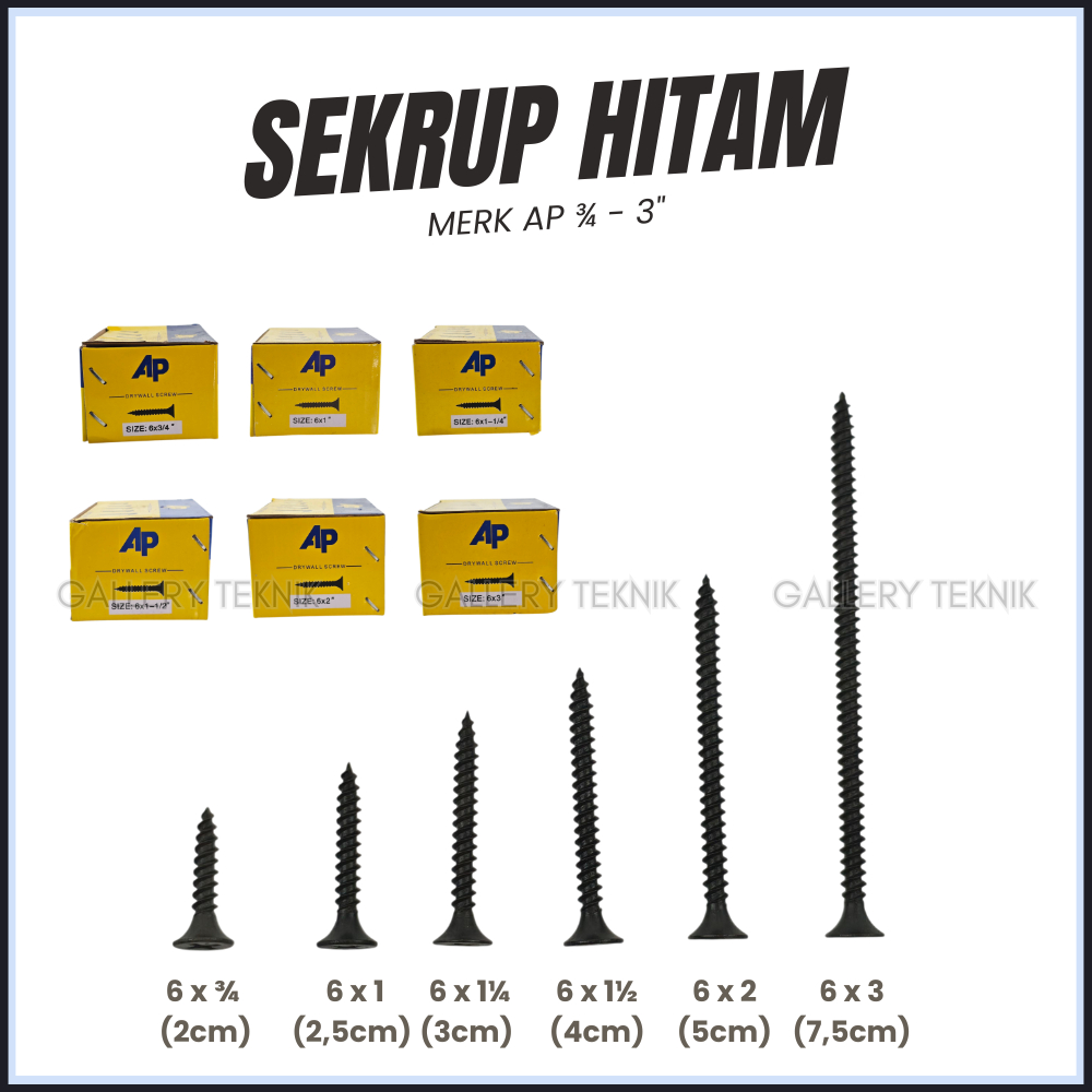Jual Sekrup Gypsum Drywall Hitam Baja Karbon Screw Plafon PVC Skrup ...