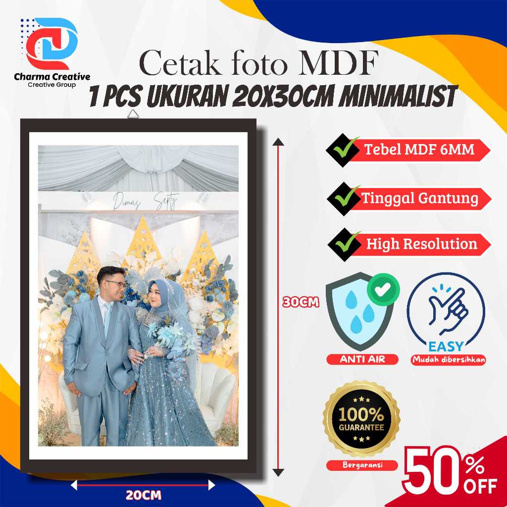 Jual CETAK FOTO PAPAN MDF FRAME MINIMALIST UKURAN 20X30/10R / CETAK ...