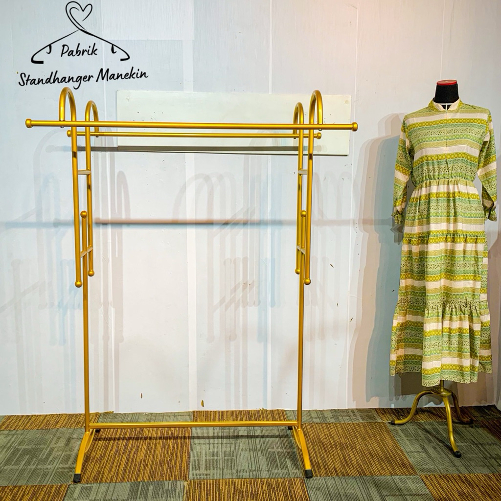 Jual StandHanger 2 Sisi Kerajaan Gold | Display Baju Mewah 150 CM ...