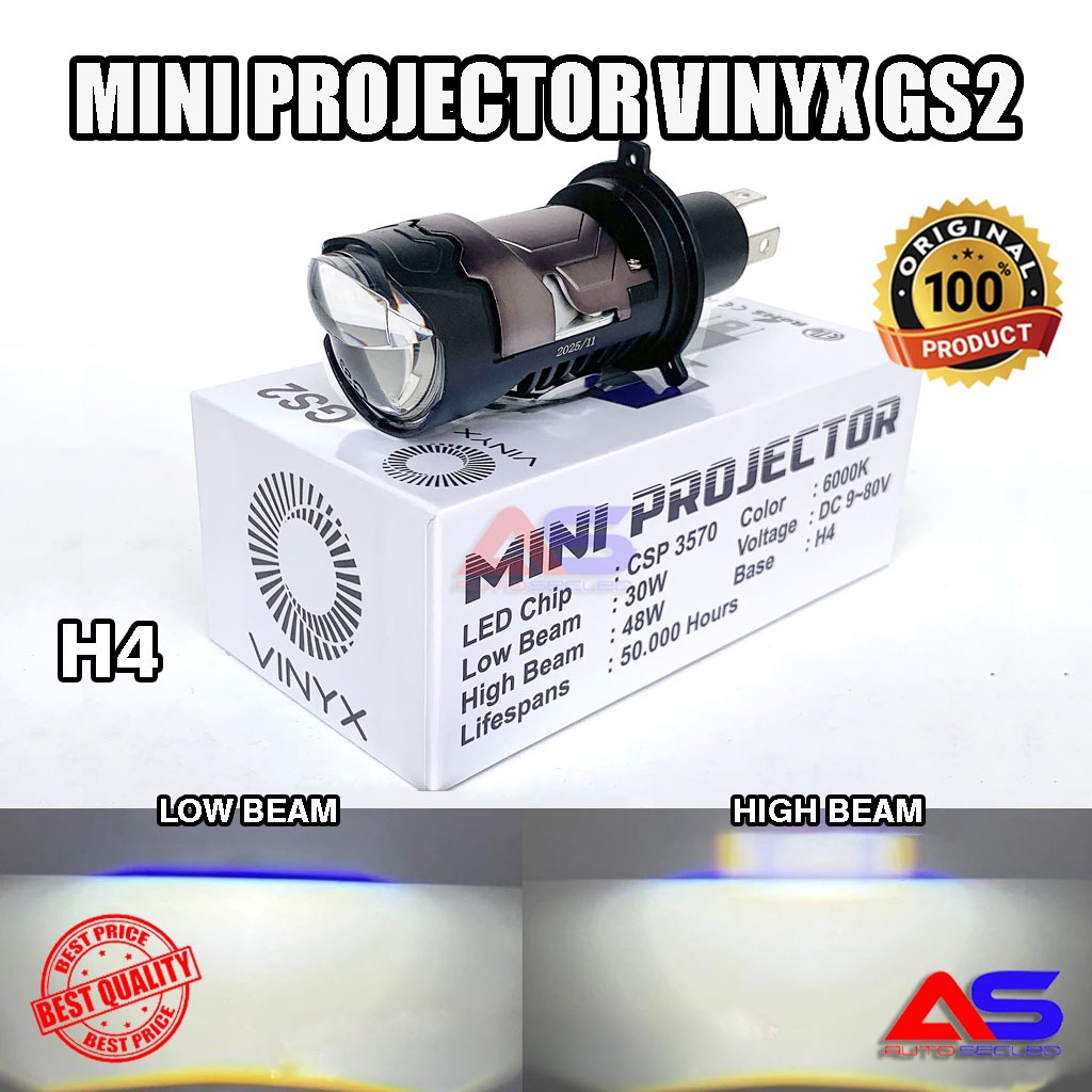 Jual Lampu Mini Projector Biled GS2 VINYX 48 watt Lampu LED VINYX GS-H4 ...