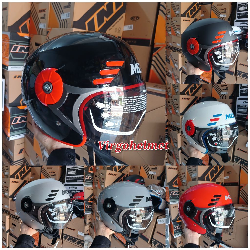 Jual Helm Mds Meica Solid Retro Pilot Model Kekinian | Shopee Indonesia