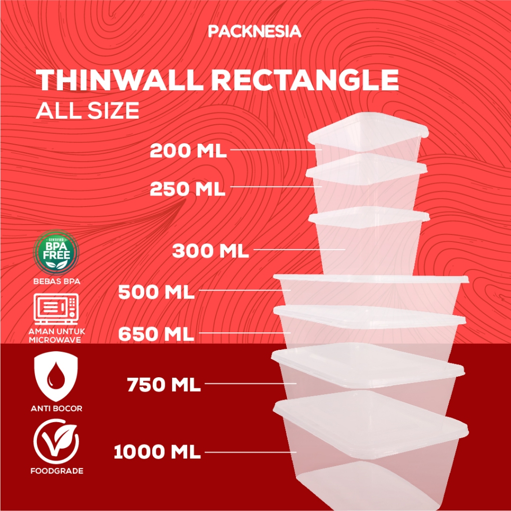 Jual [ISI 25 PCS] Thinwall Rectangle Food Container All Size Kotak ...