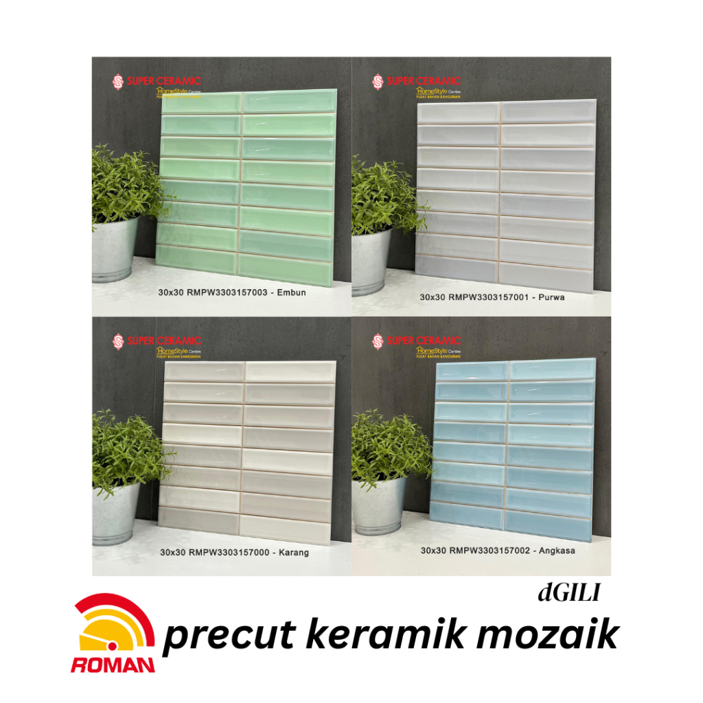 Jual ROMAN 30x30 Keramik Precut Dinding Kamar Mandi dGili Series ...