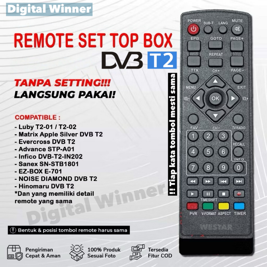 Jual Remote Set Top Box DVB T2 / Remote STB / Remote STB DVB T2 ...