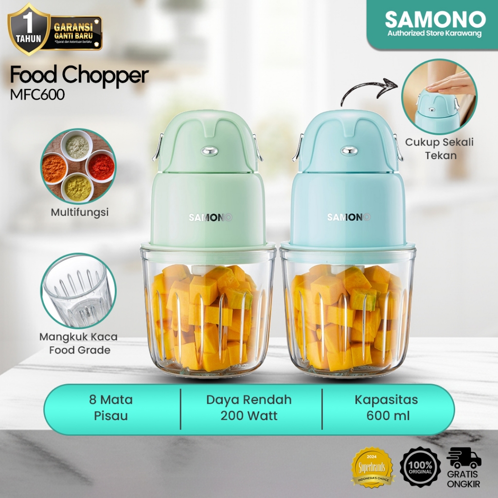 Jual SAMONO Food Chopper 600ml MPASI Food Grade Mesin Penghalus Daging ...