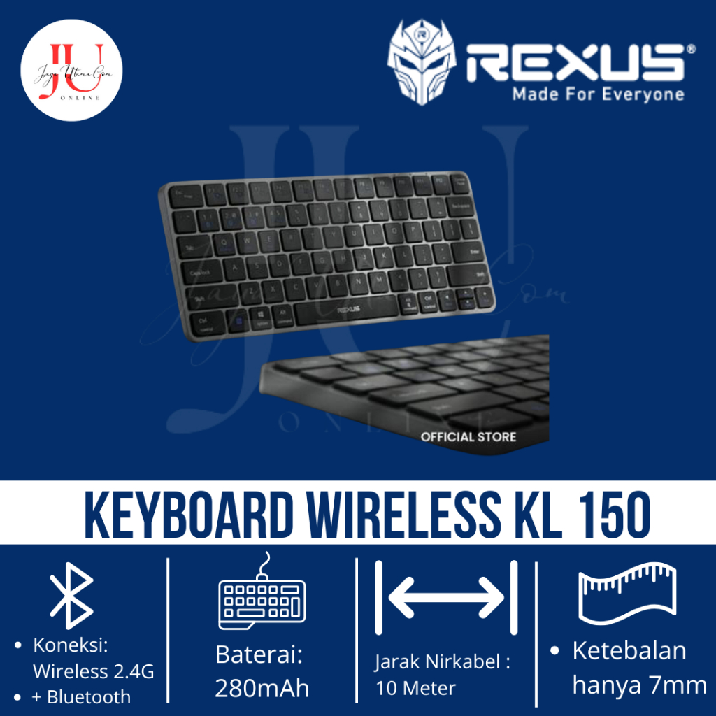 Jual KEYBOARD WIRELESS BLUETOOTH REXUS KL150 BLACK Original | Shopee ...