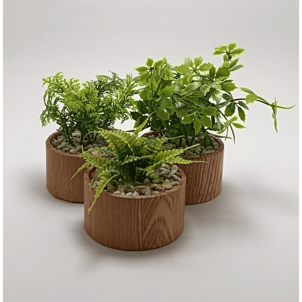 Jual Set Pot Tanaman Bunga Daun Artificial Pot Motif Kayu Dekorasi ...
