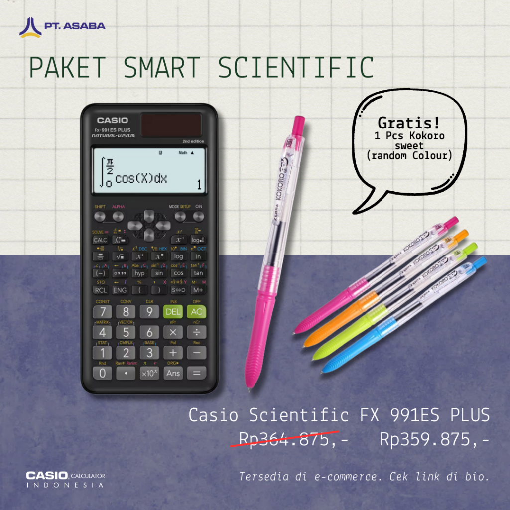 Jual Asaba Bandung - CASIO FX-991ES Plus2 - Kalkulator Sekolah Kuliah - Scientific Saintifik ...