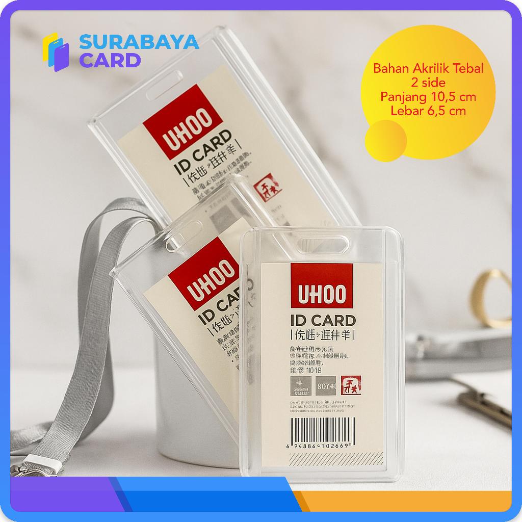Jual Card holder Acrylic Bening Transparan Badge ID Card casing Kartu pegawai akrilik UHOO 6024 ...