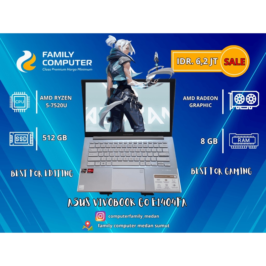 Jual ASUS VIVOBOOK GO E1404FA|AMD RYZEN 5-7520U|512/8GB|AMD RADEON ...