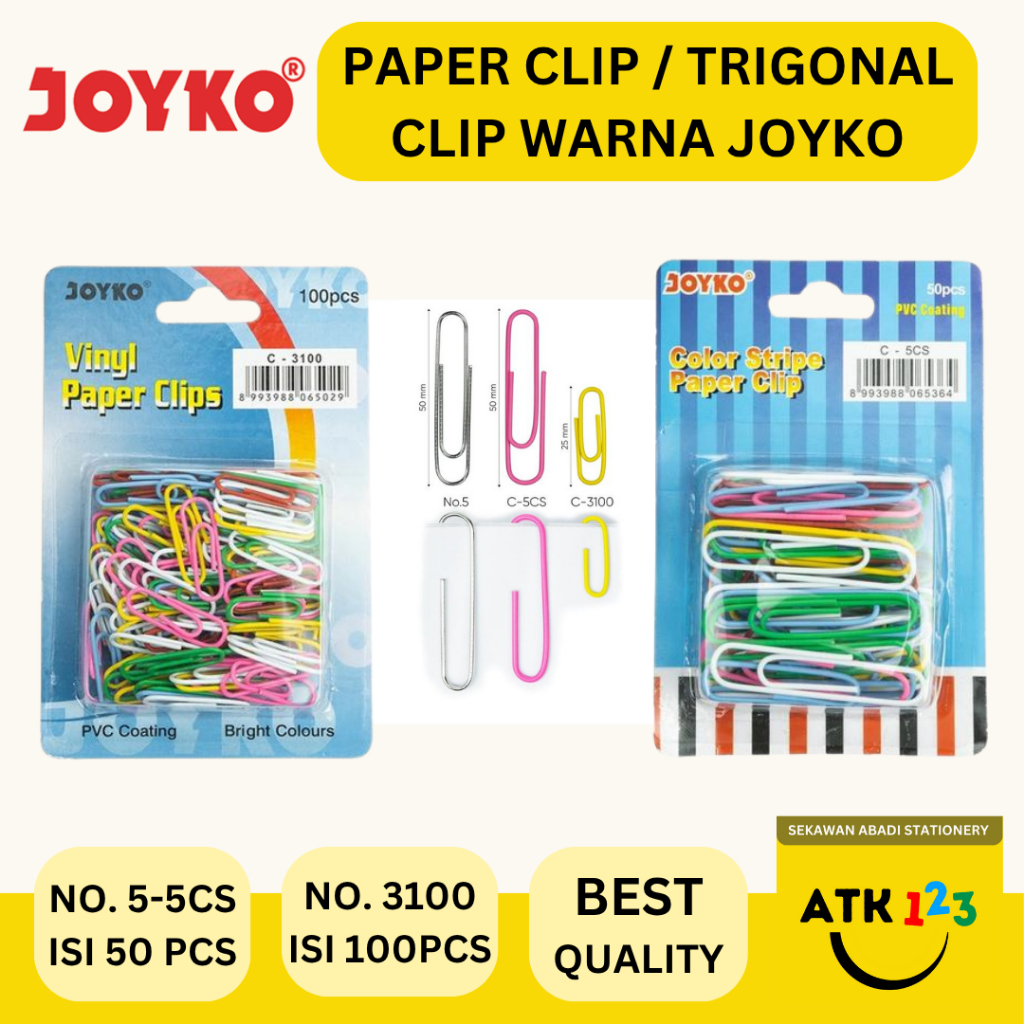 Jual JOYKO Paper Clip / Trigonal Clip Merk Joyko Warna-Warni C3100 ...