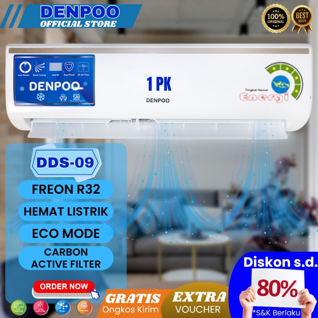 Jual Denpoo AC Split Pendingin Ruangan 1 PK DDS 09 CTL | Shopee Indonesia