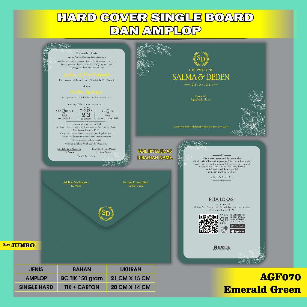 Jual Undangan Pernikahan Hard Cover Elegan dengan sentuhan Foil Emas ...