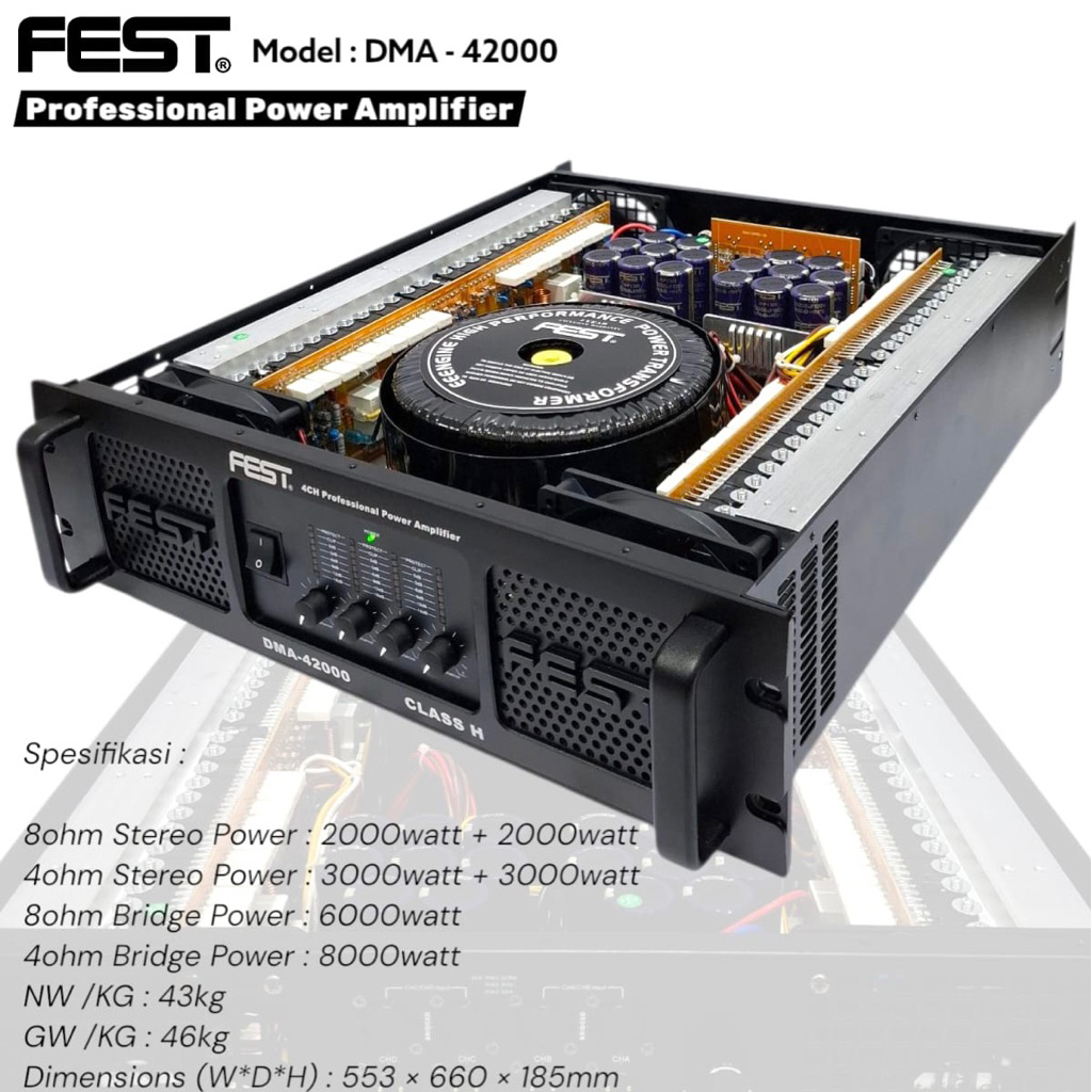 Jual Power Fest DMA 42000 Original Amplifier FEST DMA42000 4 Channel ...