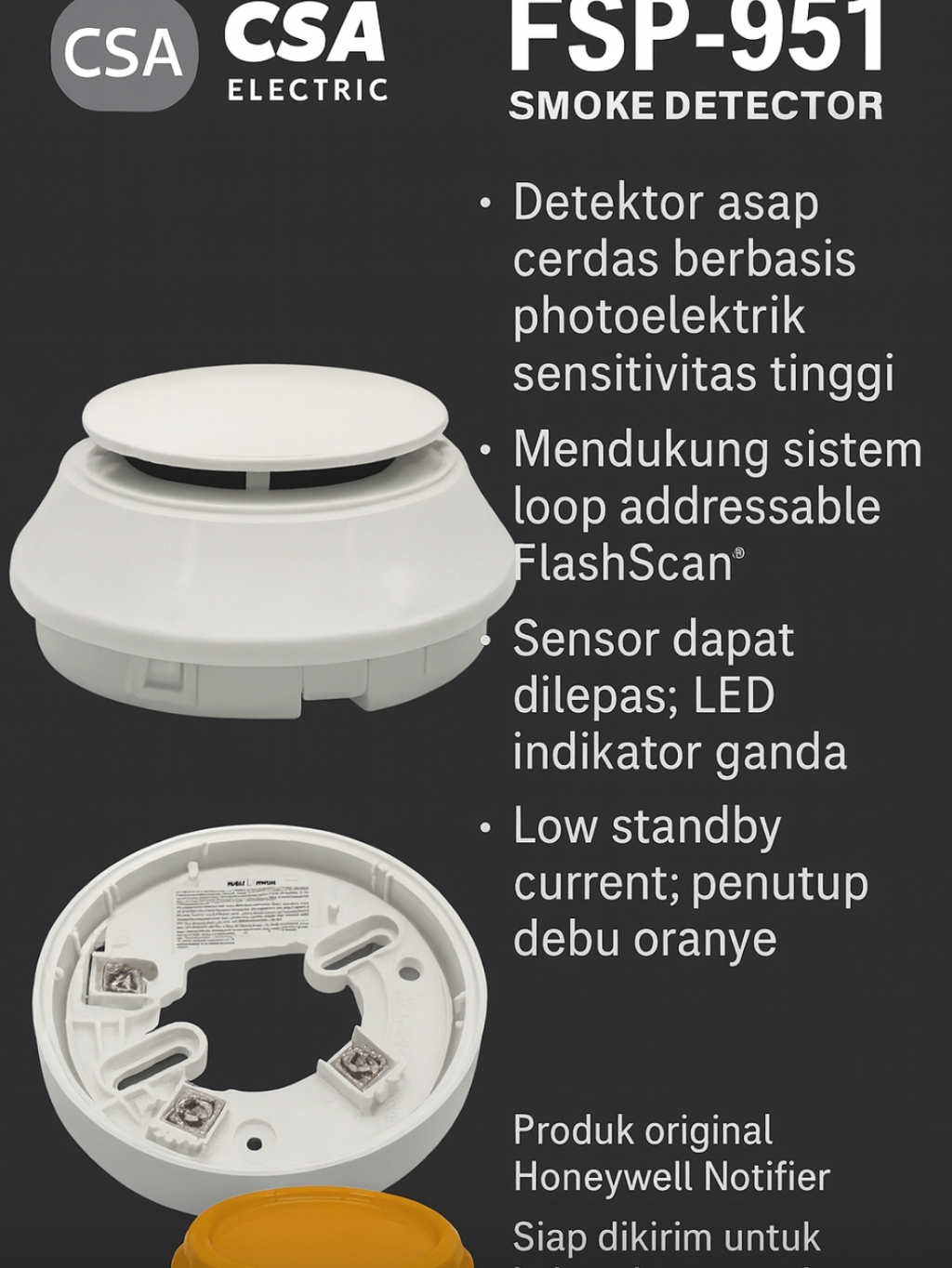 Jual Smoke Detector Notifier FSP-951 + Base B501 Notifier by Honeywell ...