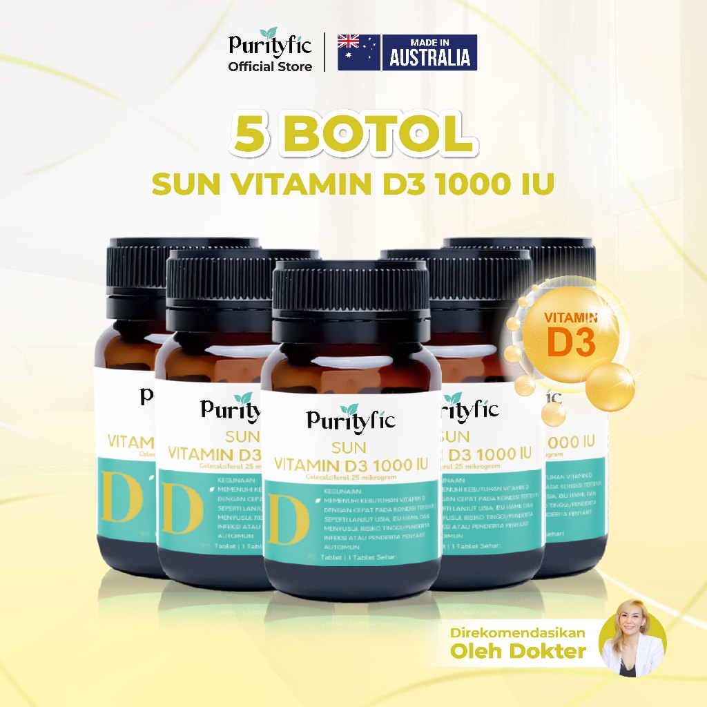 Jual [5 BOTOL] Official Purityfic Sun Vitamin D3 1000 IU Vitamin ...