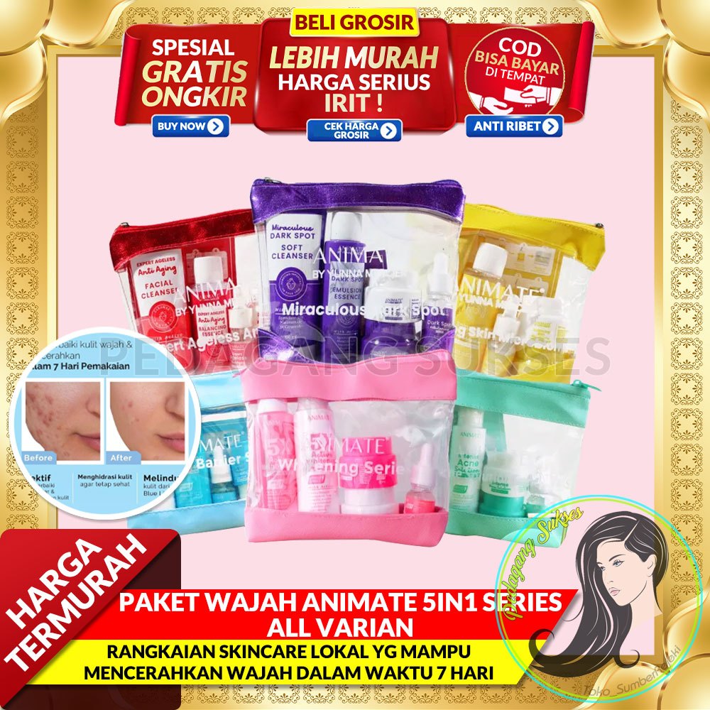 Jual [COD] Animate Instant Whitening Series 5in1 / Acne Solution Series ...