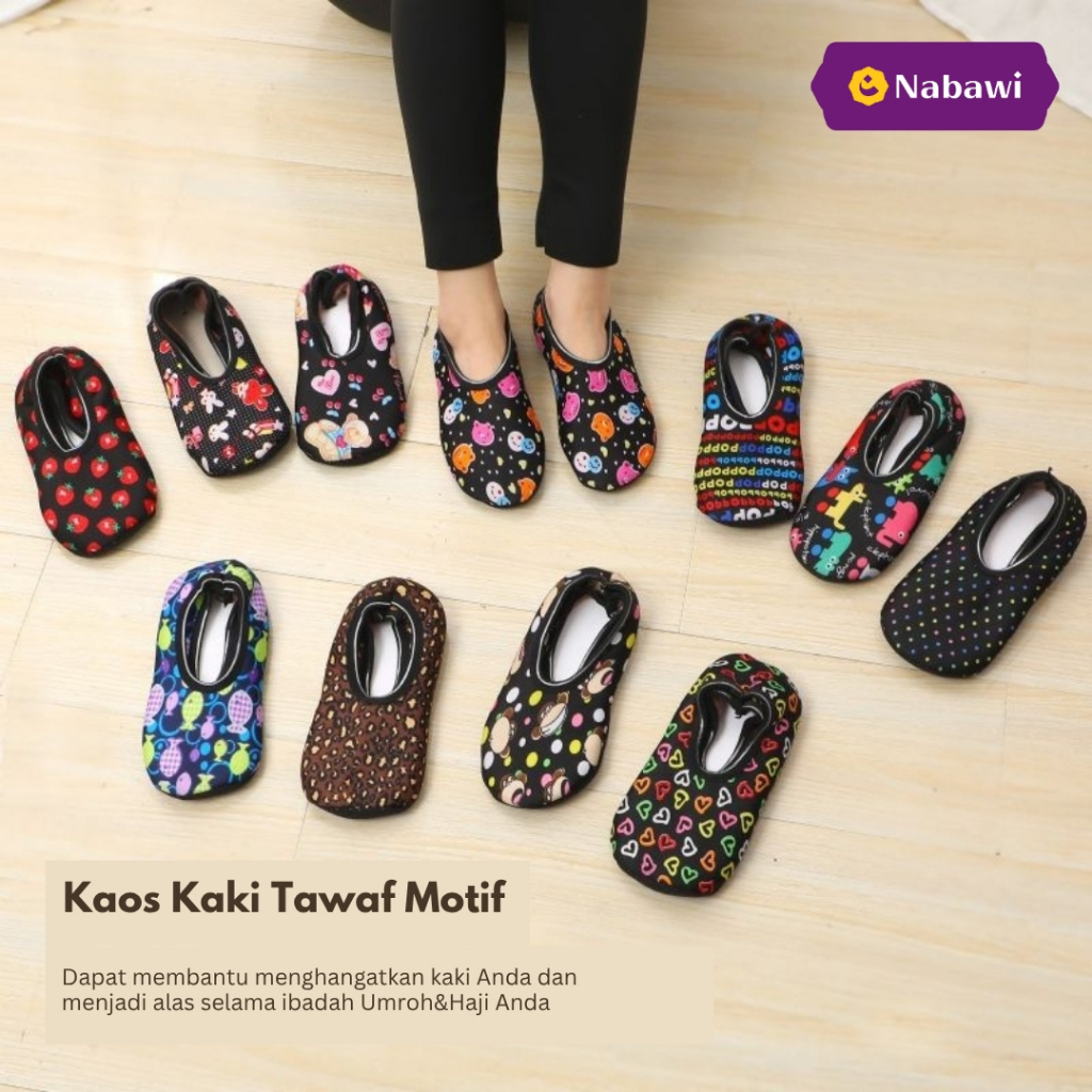 Jual Sepatu Kaos Kaki Tawaf Towaf Wanita Motif Tapak Tebal Perlengkapan ...