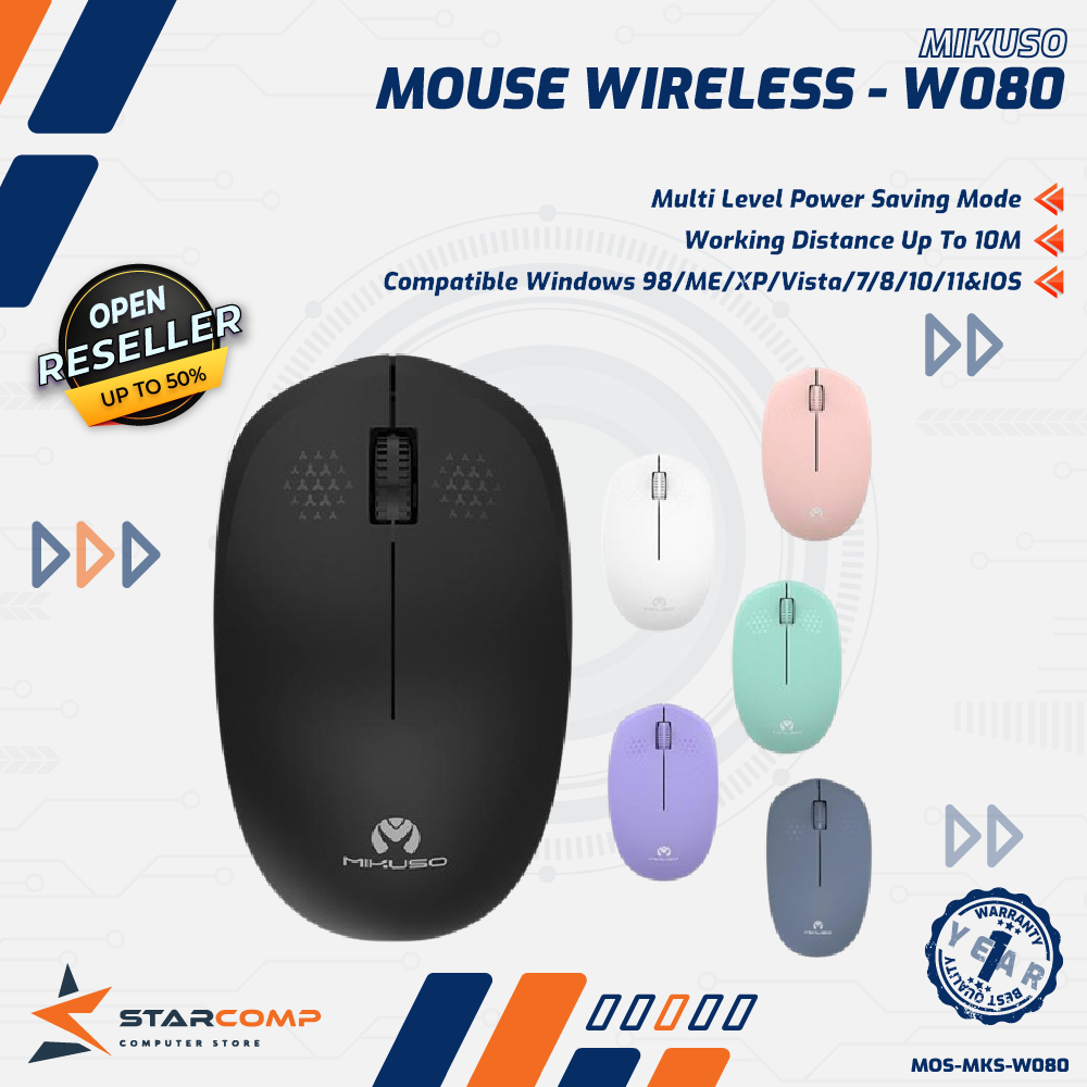 Jual MIKUSO MOS-W080 Mouse Wireless USB 1200DPI 2.4Ghz Office Computer ...
