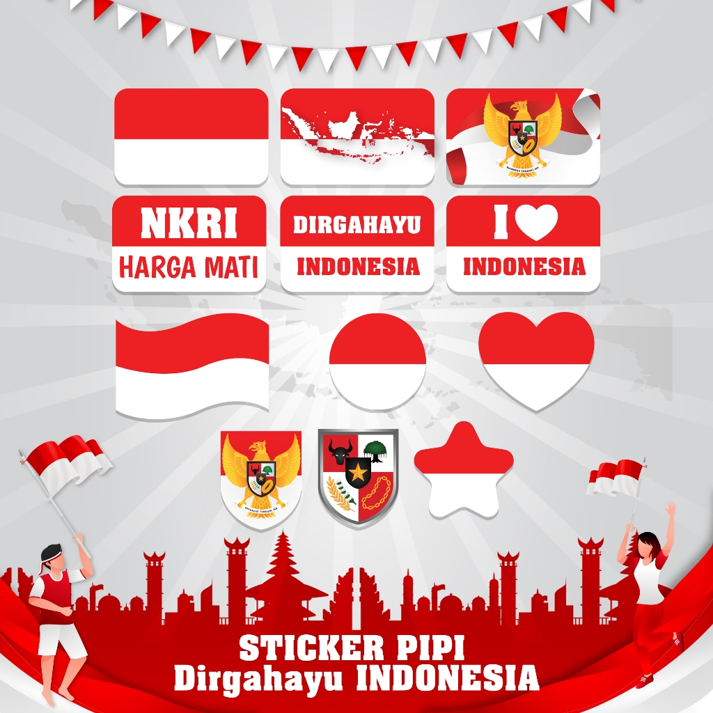 Jual Sticker pipi merah putih kemerdekaan indonesia 17 agustusan ...