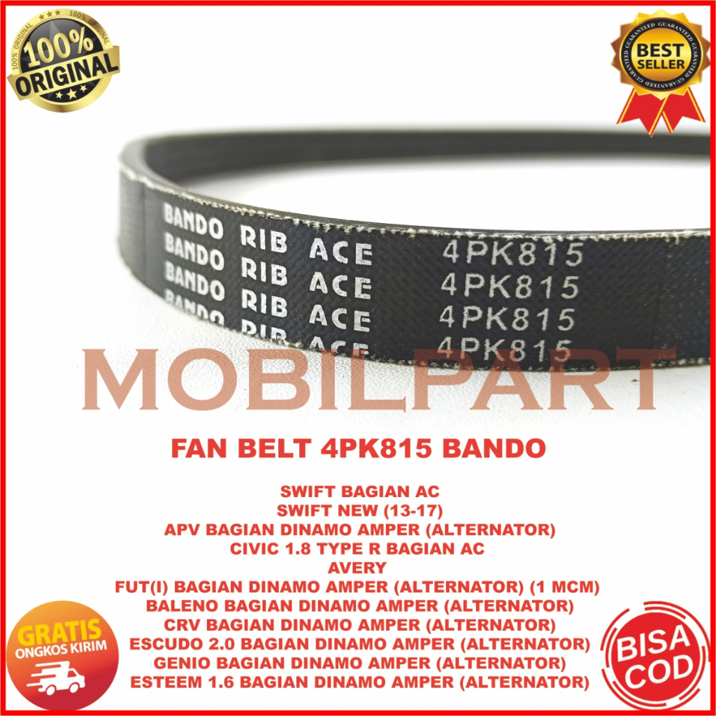 Jual FAN BELT V BELT 4PK815 BANDO FAN BELT SWIFT BAGIAN AC FAN BELT ...