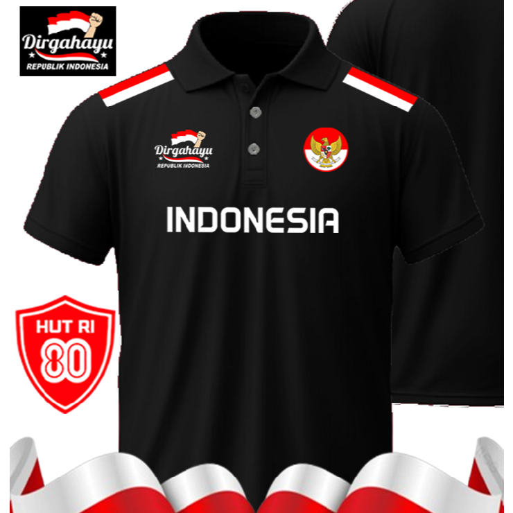 Jual POLO LOGO SABLON Baju Polo Dirgahayu Indonesia Hut Ke-80 Kaos Polo ...