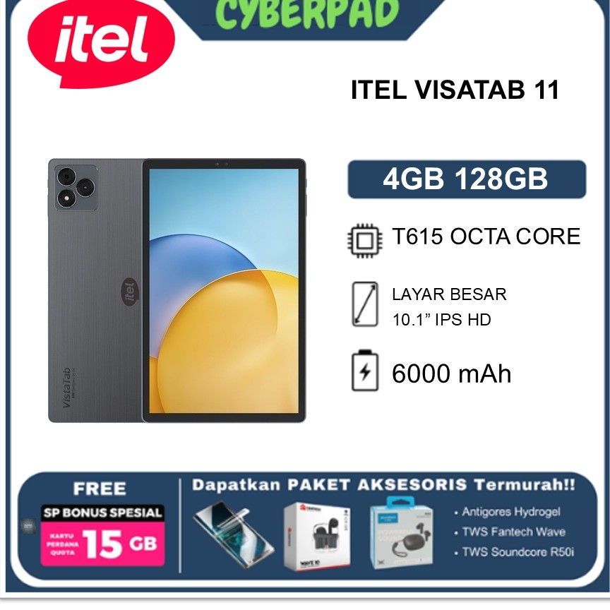 Jual TABLET ITEL VISATAB 11 4GB 128GB DEEP GREY/BLUE GARANSI RESMI 1 ...