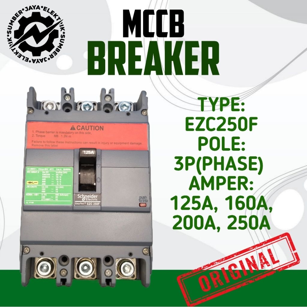 Jual MCCB BREAKER EZC 250F 3P 125A, 160A, 200A, 250A SECOND ORIGINAL DI JAMIN NORMAL | Shopee ...