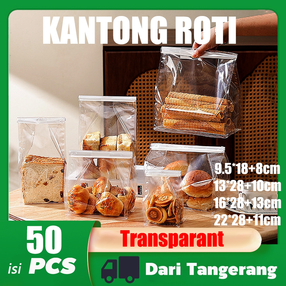 Jual 50PCS Roti Bag/ Kantong Roti Kertas Transparan / Paper Bag Roti ...