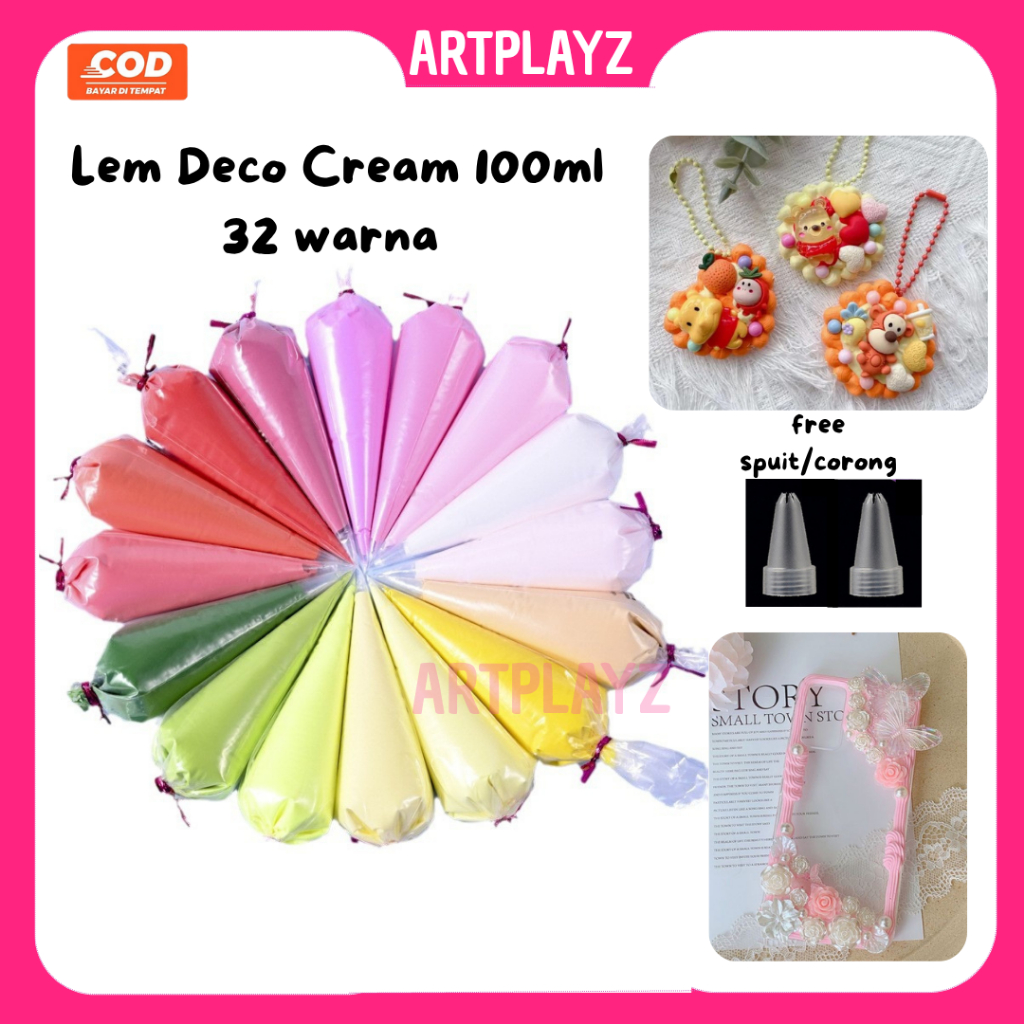 Jual Lem Deco Cream Free Spuit 100ml 32 Warna, Lem DIY, Deco Cream ...