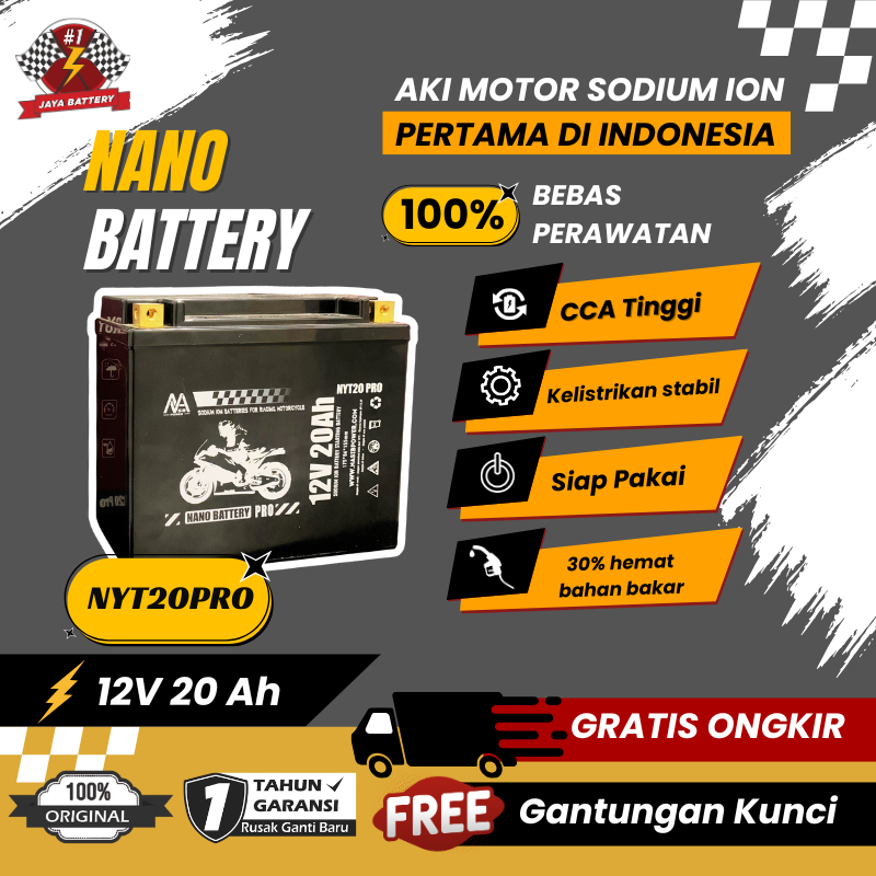 Jual NANO BATTERY Aki Motor Sodium Ion 12.4V 20Ah NYT-20 PRO Aki Motor ...