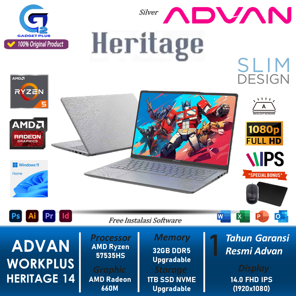 Jual ADVAN WORKPLUS HERITAGE 14 AMD Ryzen 5 7535HS 32GB DDR5 1TB SSD ...