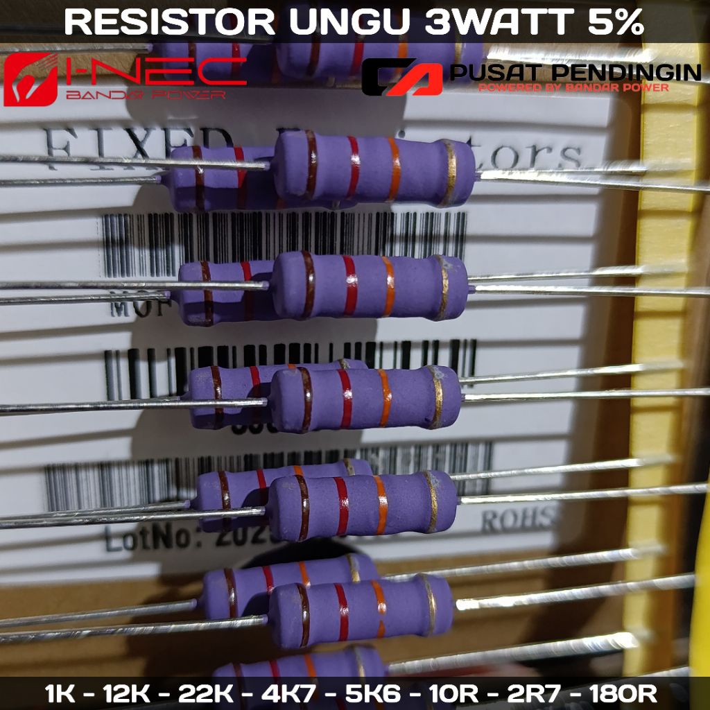 Jual RESISTOR UNGU 3WATT 5% (1PCS) BERAGAM UKURAN ADA DIDALAM ETALASE | Shopee Indonesia