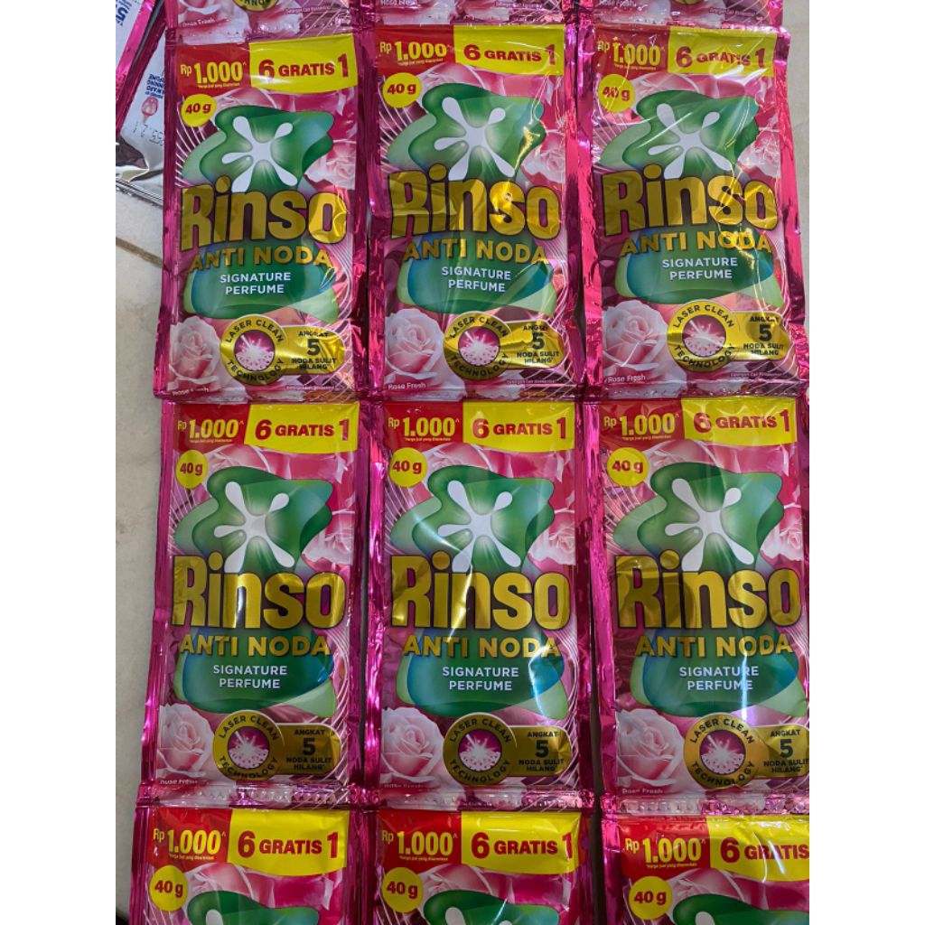 Jual RINSO CAIR RENTENG isi 6 sachet + 1 sachet=7 sachet | Shopee Indonesia