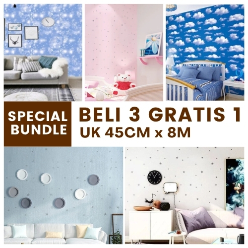 Jual Wallpaper Dinding Plafon Kamar Tidur Walpaper Dingdin Motif Langit ...