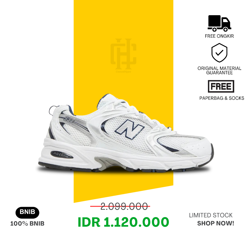 Jual Sepatu NB MR530 White Silver Navy 100% BNIB Authentic | Shopee ...
