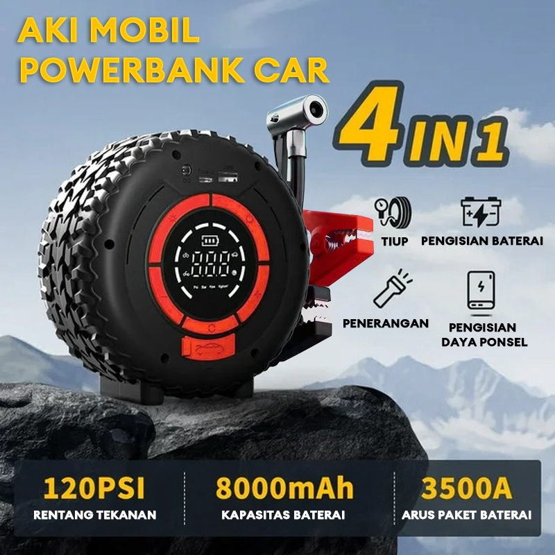 Jual ThrustLine Pompa Ban Motor Dan Mobil 8000mAh Jump Starter Dengan ...