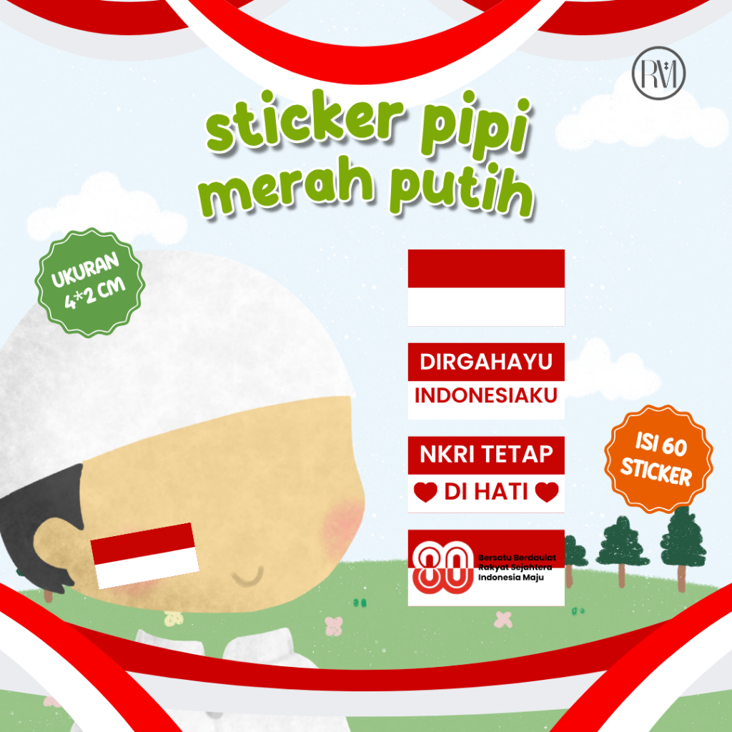 Jual [60 pcs] Sticker Pipi Bendera Merah Putih | Stiker 17 Agustus ...