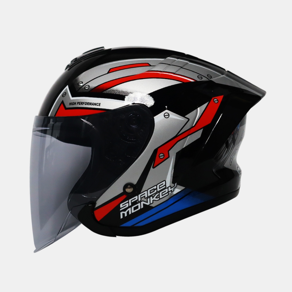 Jual HELM HALF FACE JS ARMOR MOTIF SPACE MONKEY SNI/HELM KACA IRRIDIUM ...