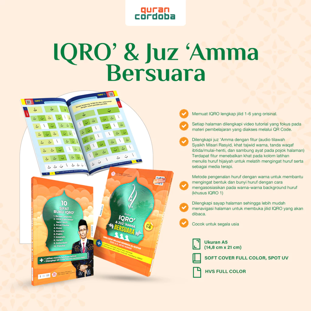 Jual Buku Iqro dan Juz Amma Bersuara FULL COLOR Iqra QR Code Dilengkapi ...