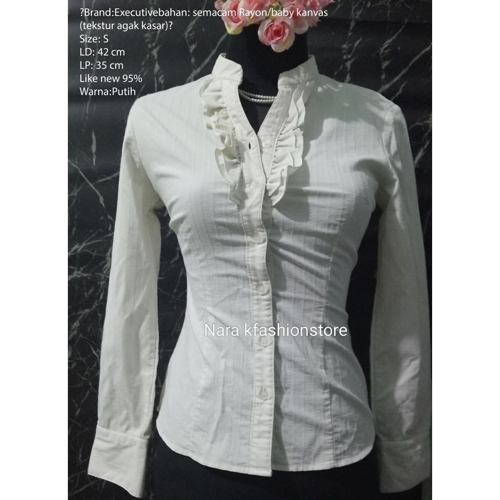 Jual Classic vintage Ruffle Kemeja putih|Kemeja Polos|executive|Second ...