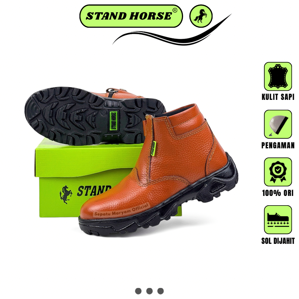 Jual STAND HORSE - Sepatu Safety Pria Kulit Asli Model Zipper 506B ...