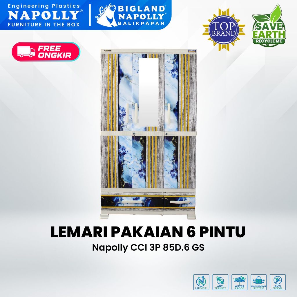 Jual Napolly Lemari Pakaian Plastik CCI 3P 85D.6 GS Lemari 3 Tower 6 ...